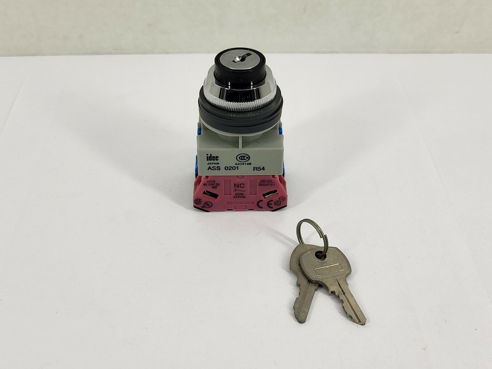 IDEC ASS-0201 R54 Key Two Posistion Switch Selector w/ HW-G01, NC & HW ...