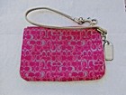 COACH Raspberry & Gold Signature WRISTLET Gently Pre-Owned | eBay