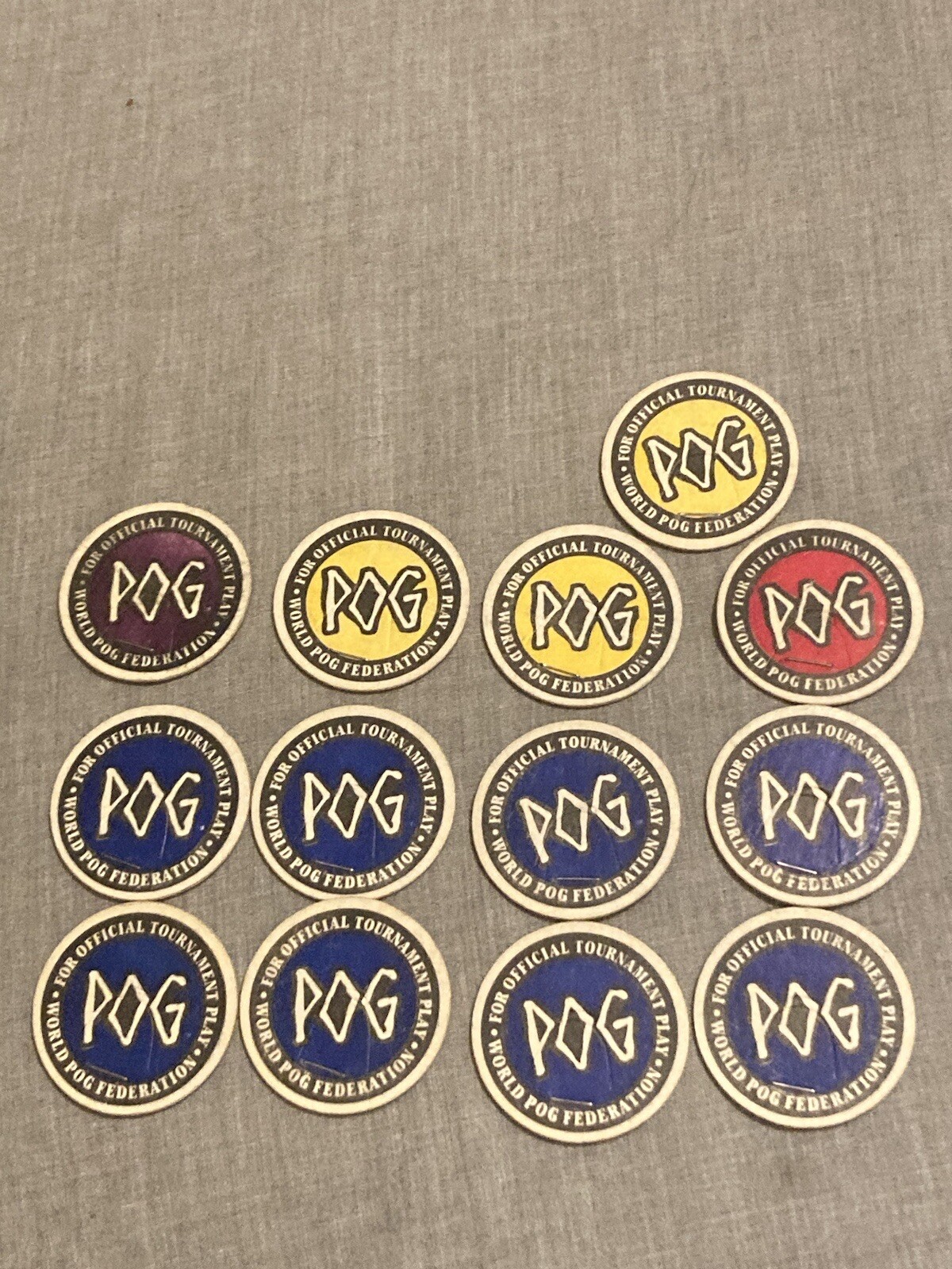 Lot of 13 Pogs Milk Caps Vtg World Pog Federation WPF 1994 Tournament ...