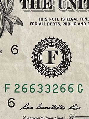 BOOKEND, FOUR PAIRS FANCY NOTE $1 Dollar Bill in SERIAL NUMBER "F 266 ...