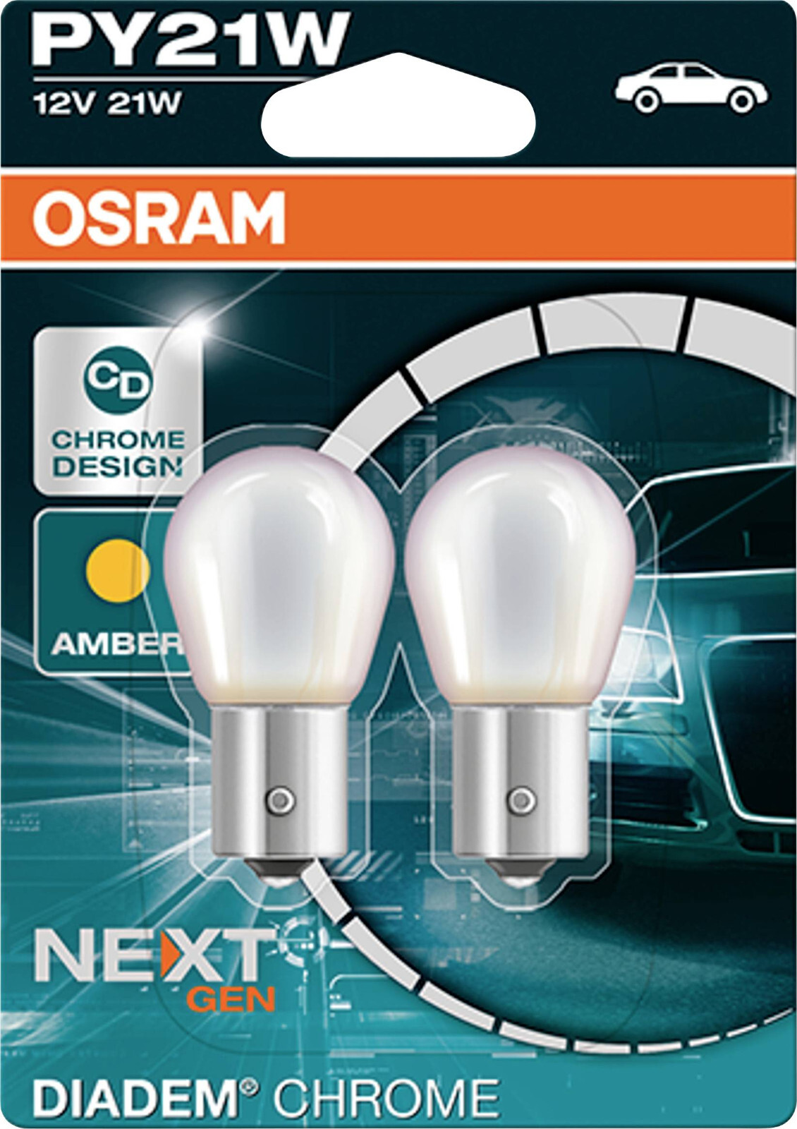 2x 7507DC Diadem Chrome OSRAM 21W 12V PY21W auto car turn indicator ...