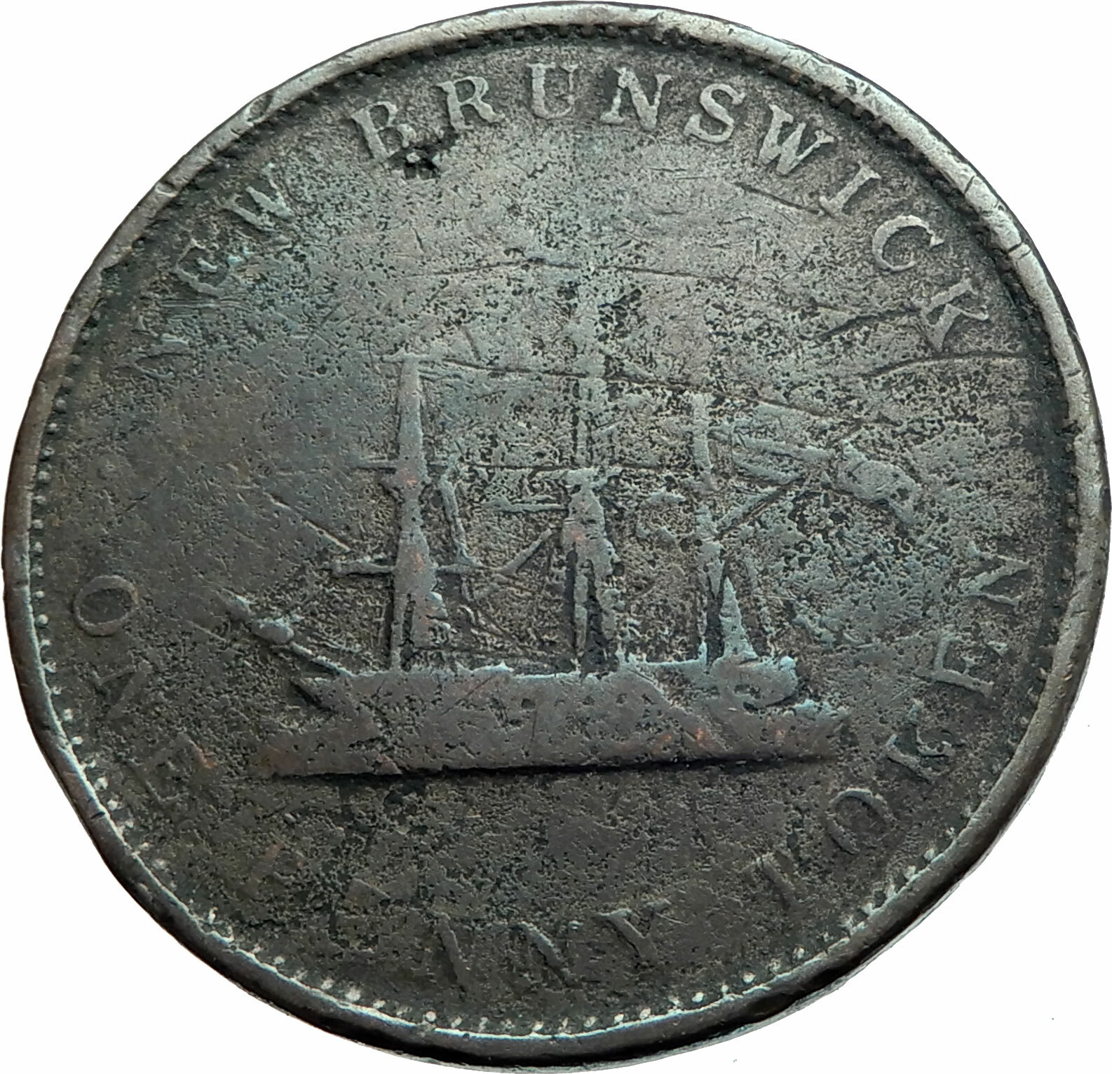1843 CANADA New Brunswick British UK Queen VICTORIA HMS Ship Penny ...