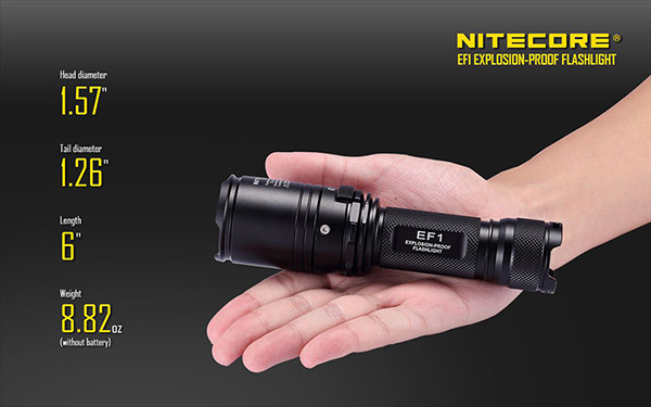 NiteCore EF1 LED 830 Lumens Explosion Proof Flashlight Torch-Black | eBay