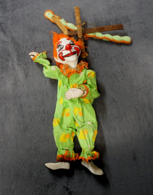 Vintage Clown Marionette String Puppet (TO BE RESTORED ) Halloween ...