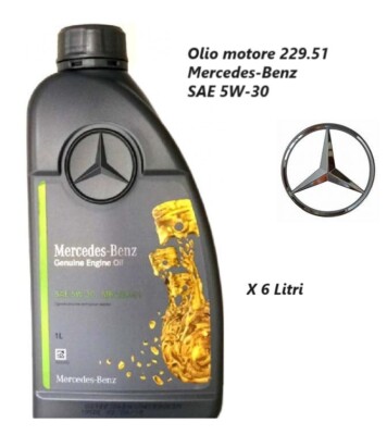 6 LITRI OLIO MOTORE ORIGINALE MERCEDES BENZ 5W-30 100% SINTETICO MB 229 ...