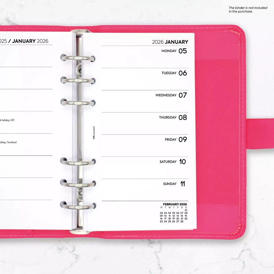 2026 FILOFAX Personal COMPATIBLE Week on one page diary refill insert ...