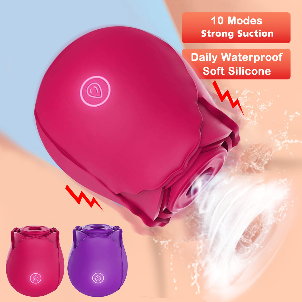 Rose Sucking Vibrator 10 Speed G Spot Massager Dildo Clit Sucker Women