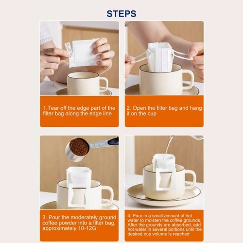 100Pcs Hand Brewed Coffee Hanging Ear Filters Bag Brewing Tool Easy to ...