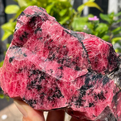 3.74lb Large Rough Stone Natural Red Black Rhodonite Quartz Crystal ...