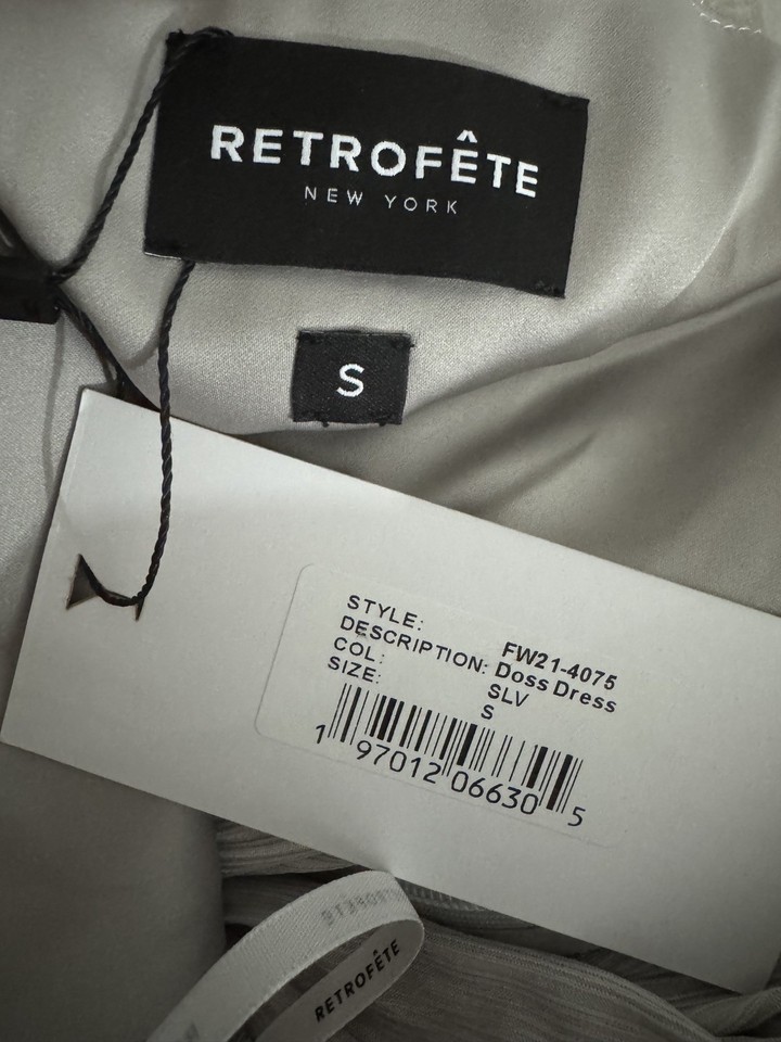 BNWT Retrofete Doss Dress Maxi Light Silver S Small £564 | eBay UK