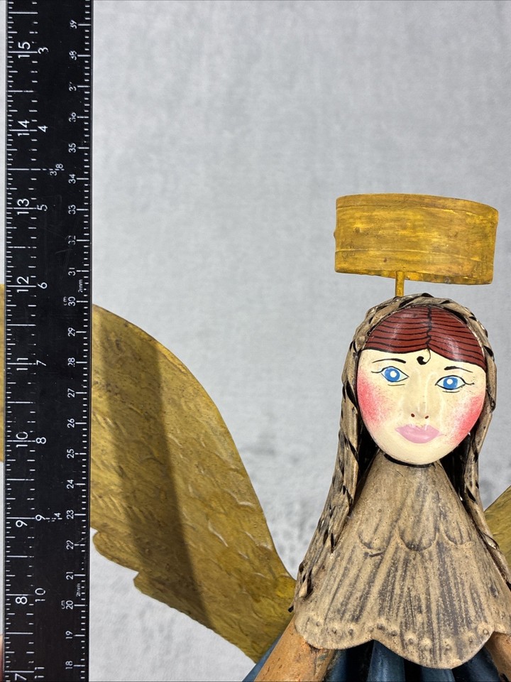 Mexican Folk Art Tin Angel Hand Painted Mexico 14"x9" TREE TOPPER | eBay