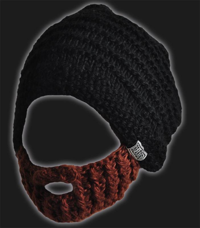 Beardo - Original - Black Hat with Fold Away Brown Beard Beanie Warm ...