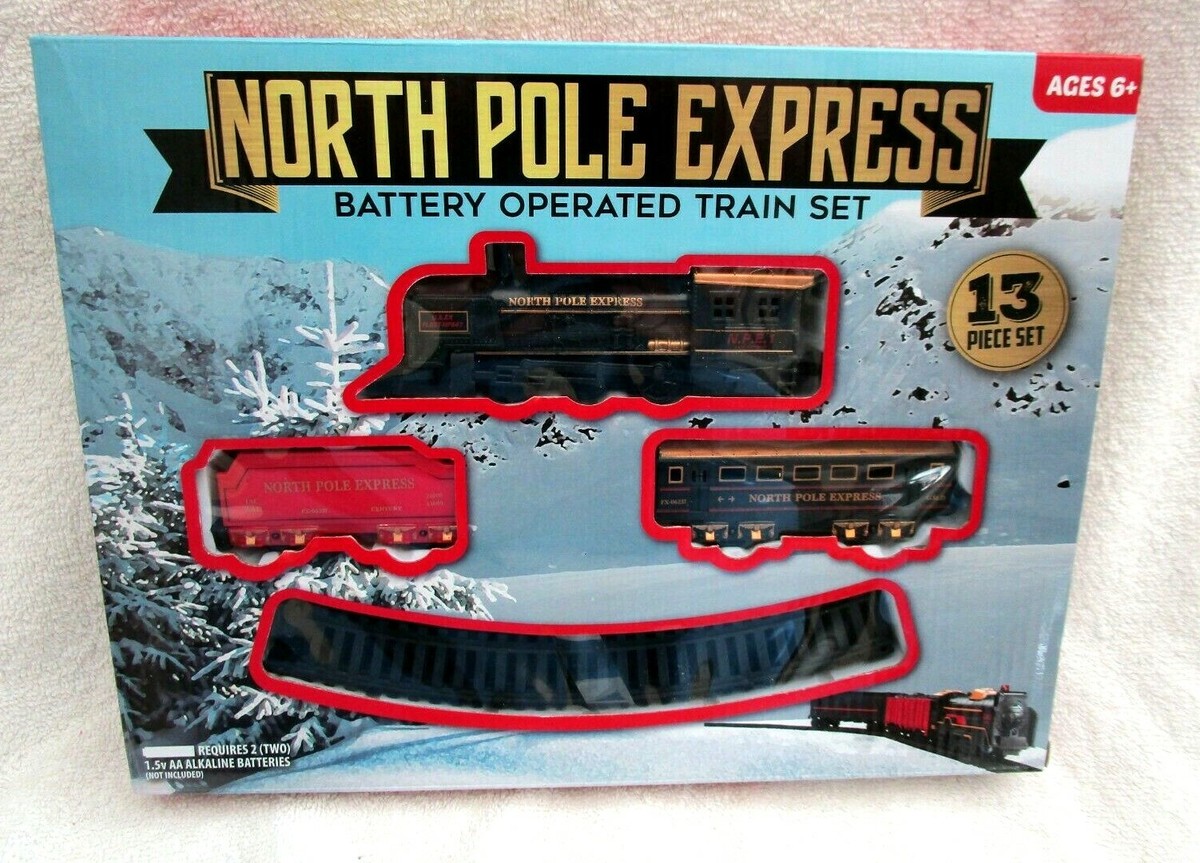 North Pole Train Set Track 12ft New North Pole Express 13pc TRAIN SET