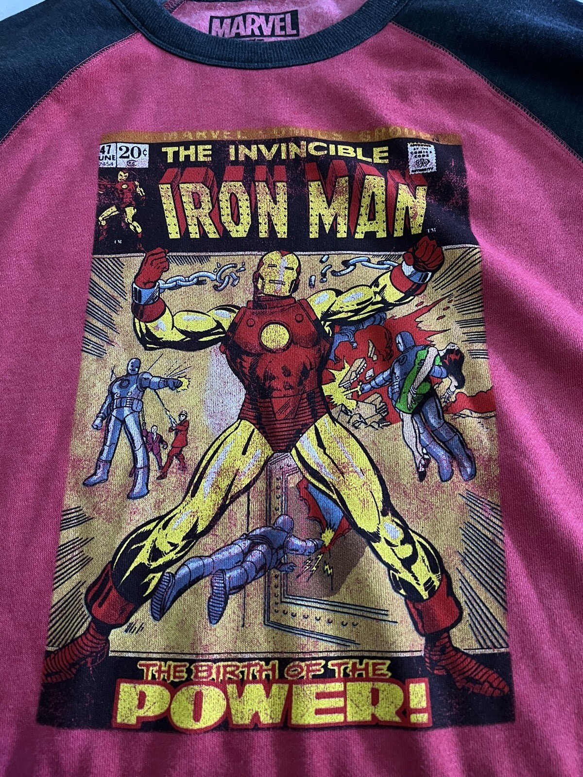 MARVEL IRON MAN Retro Comic Book Cover Raglan Sweatsh… - Gem
