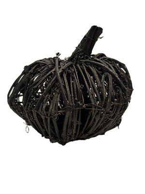 Small Pottery Barn Black Wicker Pumpkin | eBay