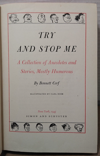 Try & Stop Me by Bennett Cerf - 1945 - Vintage Illustrated Hardcover | eBay