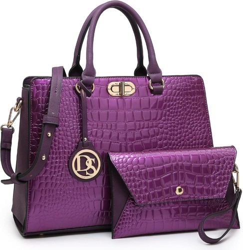 Dasein Women Handbags Purses Ladies Work Purse Large, 0alligator Purple ...