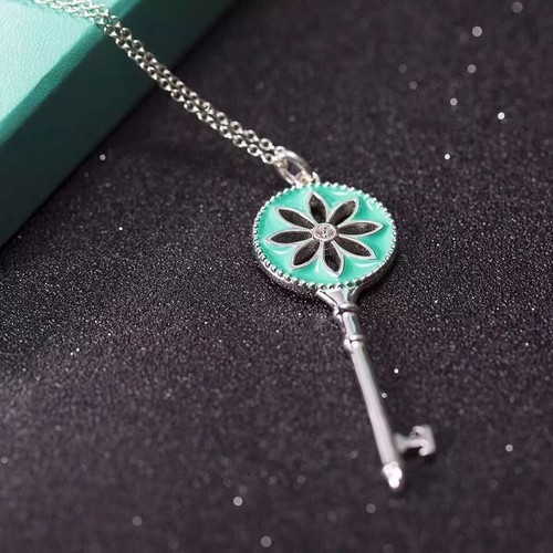 Tiffany & Co. BLUE Steeling Steel Key Charm Pendant NO Box Necklace ...