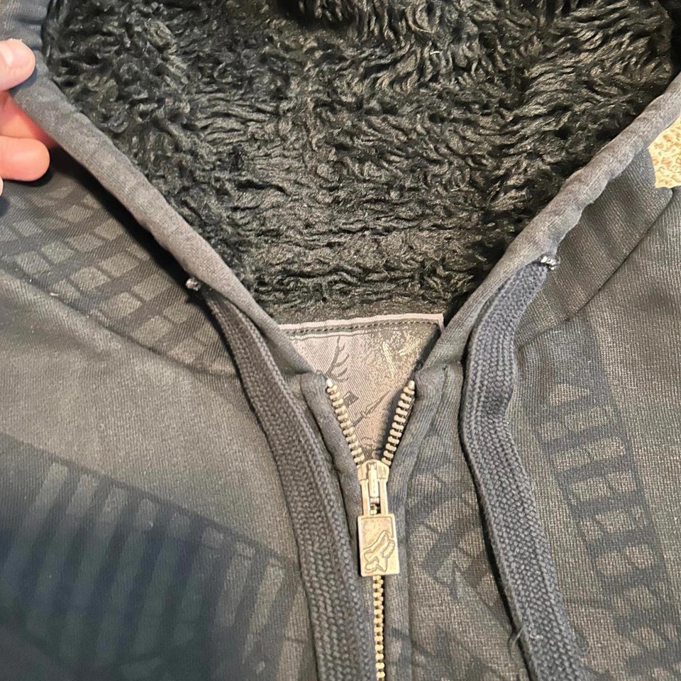 Fox Racing Sasquatch Hoodie Size XXL Y2K Black Thick Skater Red Bats ...