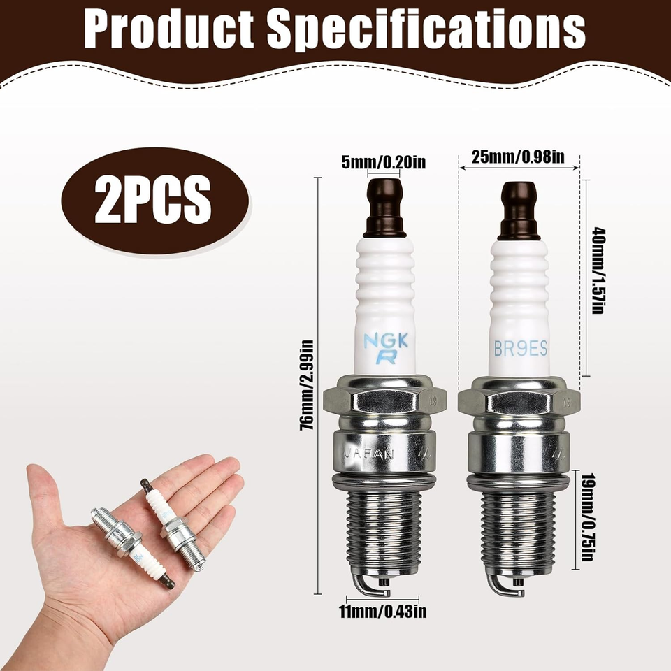 2 PCS BR9ES Spark Plug, Compatibili Con NGK BR9ES, Candele Di ...