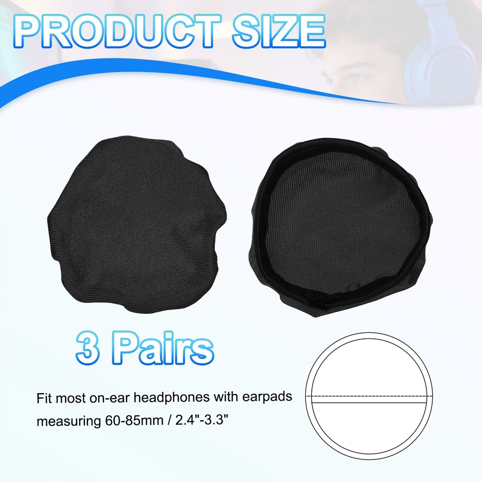 3 Pairs Headphone Ear Pads Covers 2.4"-3.3" Headset Ear Pad Cloth Cover ...