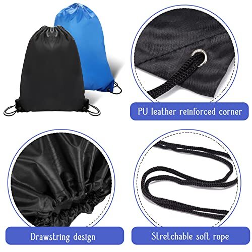 2PCS Drawstring Bags PE Bags Drawstring Gym Bag Black Draw String Black ...