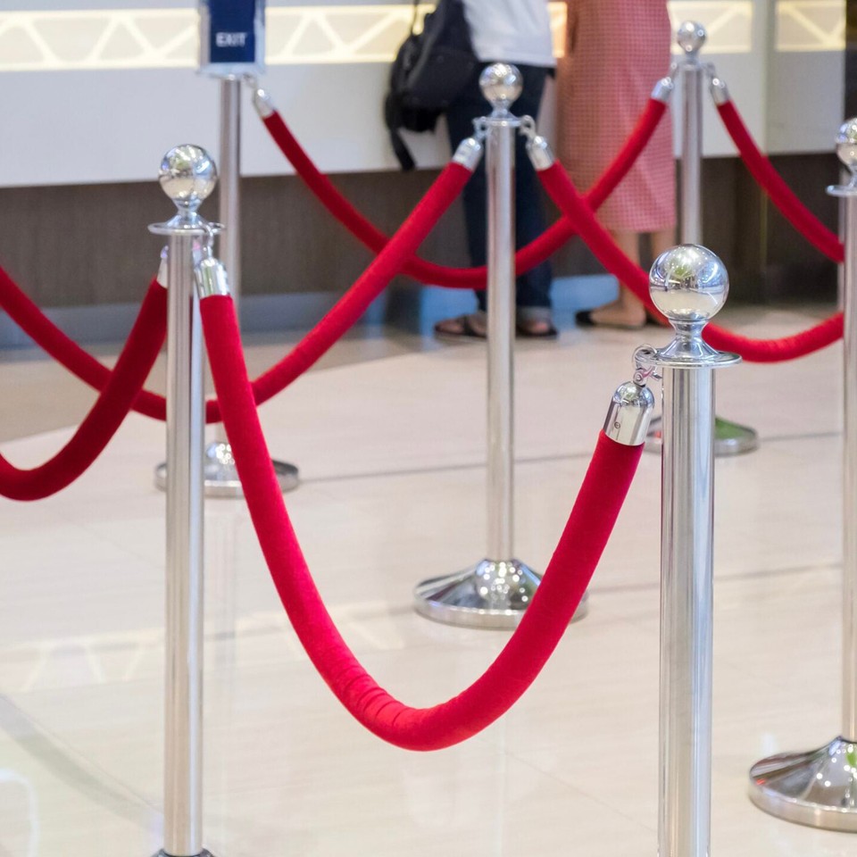 Stanchion Barrier Posts Silver Red Crowd Control Velvet Ropes Stand ...