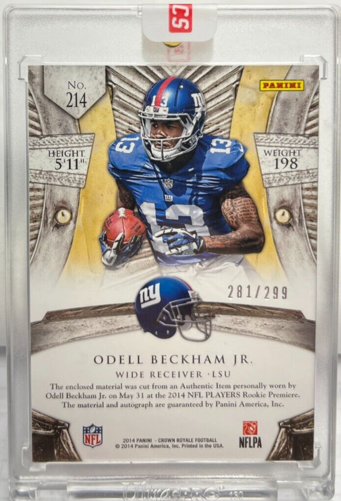 Odell Beckham Jr 2014 Panini Crown Royale Silhouette Patch RC Autograph ...