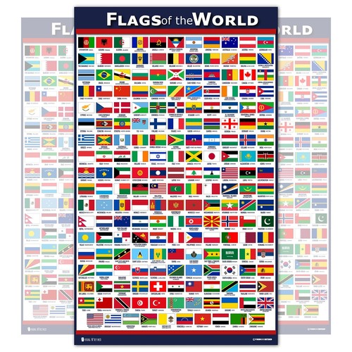 World Flags Educational Poster Laminated Young N Refined 18x30 ...