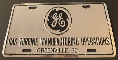 GE Gas Turbine Manufacturing License Plate General Electric Plant ...