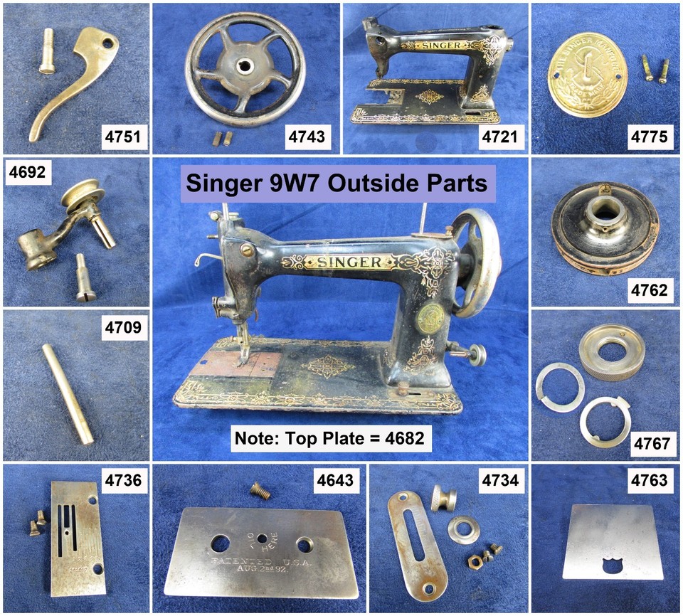 1879* Singer Sewing Machine Model 9W7 & Wheeler Wilson Version Parts ...