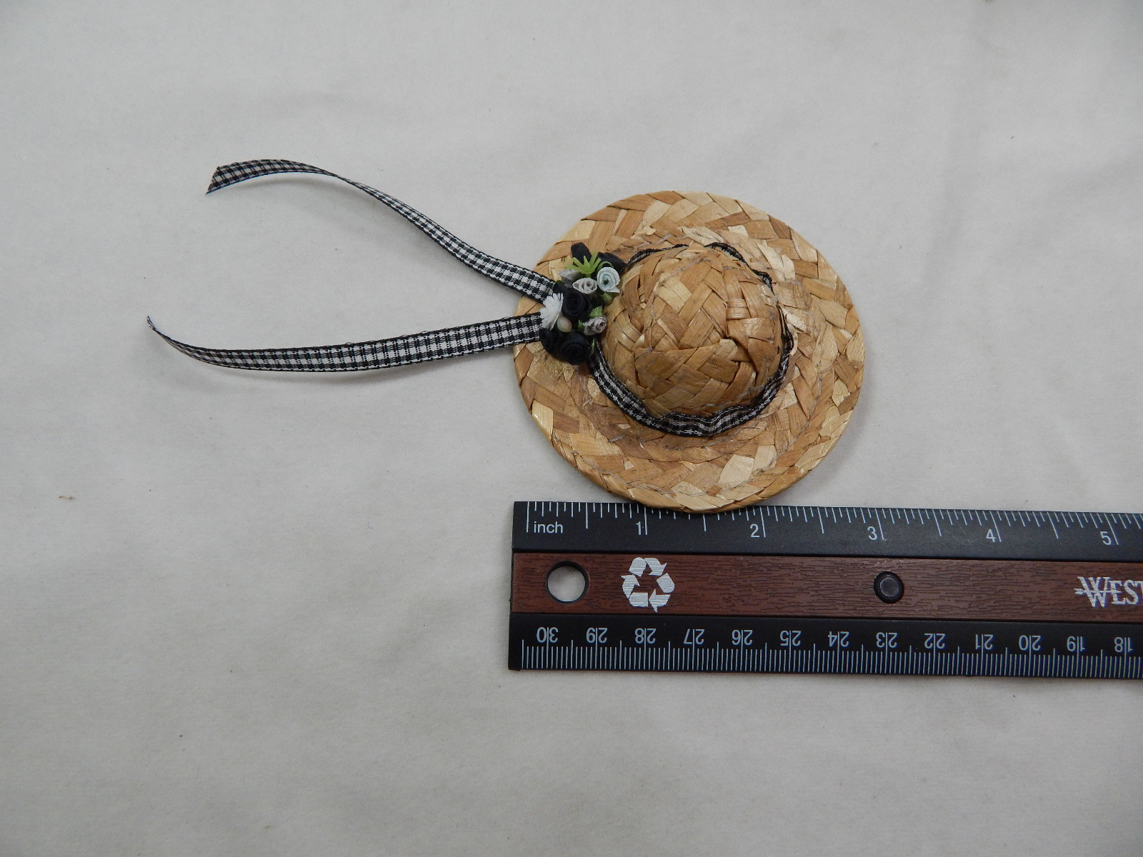 Miniature Straw Hats 3" Mini Straw Hats Fancy Hand Made #Z149 Black ...