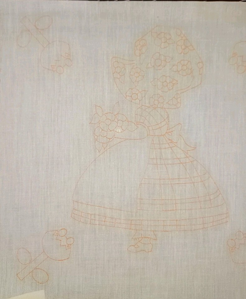 THREE 14" Sunbonnet Sue Girl Quilt Blocks Tri Chem Liquid Embroidery ...