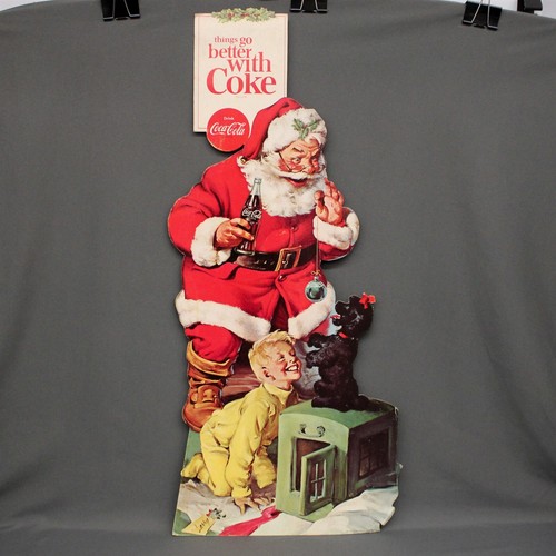 1960s Coca Cola Things Go Better W/Coke Christmas Easel Back Santa Sign ...