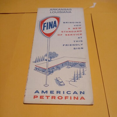 1950's Arkansas and Louisiana Road Map American Petrofina Fina | eBay