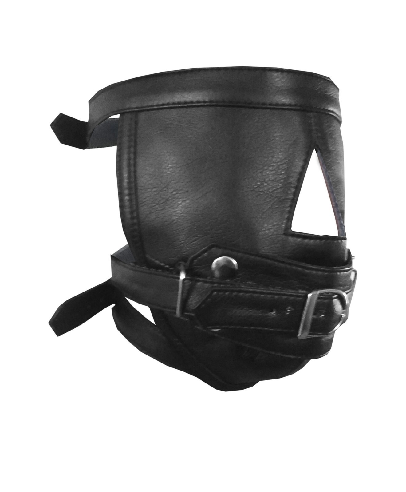 Unisex Black Bondage Mask Real Leather Padded Hood Blindfold Gag ...