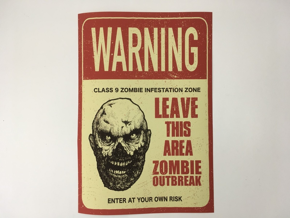 Warning Signs Danger Zombies Rusted Danger: Zombies Sign" Sticker For