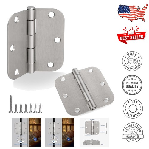 Heavy Duty 3.5 Inch Satin Nickel Rounded Door Hinges - Rust Resistant ...