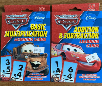 DISNEY CARS LEARNING CARDS MULTIPLICATION +ADDITION & SUBTRACTION -NEW ...