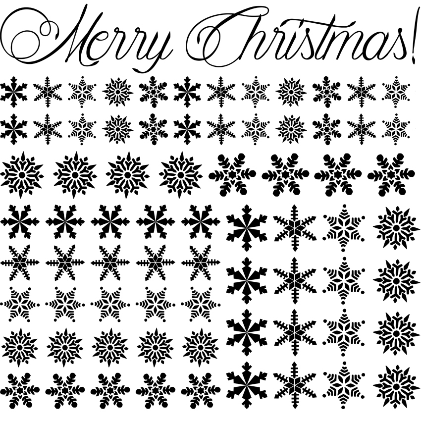 73 Snowflakes & Merry Christmas! Holiday Wall Window Art Vinyl Decal ...