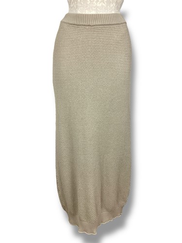 Free People FP Beach Beige Crochet Knit Maxi Skirt Sz S Sweater Boho ...