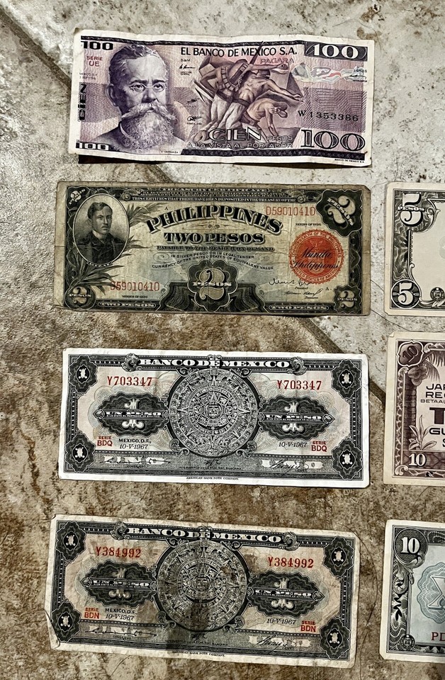Lot of 10 Vintage Foreign Currency Banknotes Argentina Phillipines ...