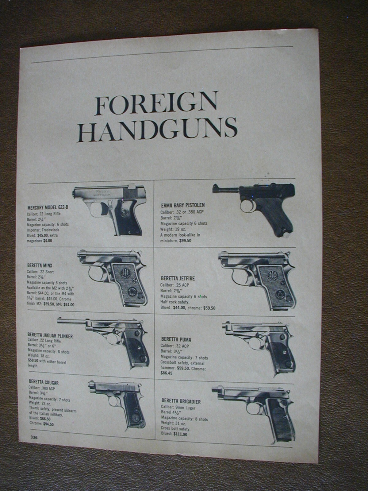 1969 Foreign Handguns Mercury, Erma, Beretta Vintage PRINT AD 64336 | eBay