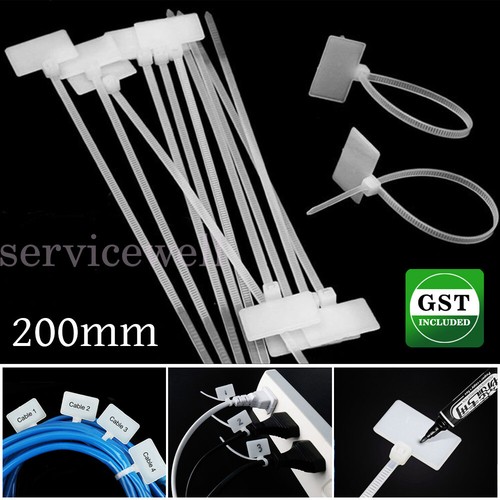 up 100x Zip Ties Tag Label Write on Ethernet RJ45 RJ12 Wire Power Cable ...
