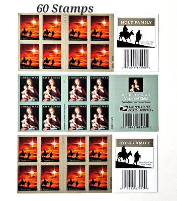 60 FOREVER STAMPS USPS 3 Booklets CHRISTMAS HOLY | eBay