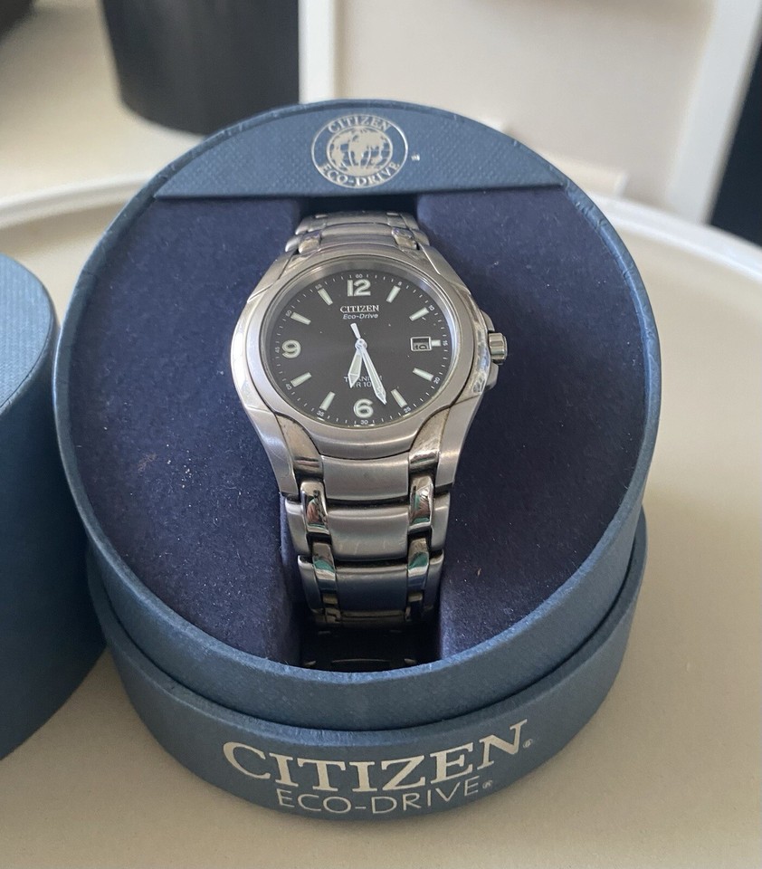 Citizen Eco Drive Titanium E111-K006368 Mens Watch Dart Gray Dial | eBay