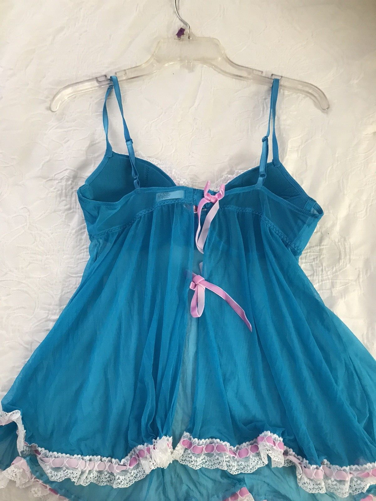 Cassandra INTIMATES SHEER RUFFLE /LACE BLUE BABY DOLL… - Gem