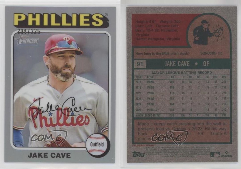 2024 Topps Heritage High Number Chrome Silver Border /225 Jake Cave #91 ...