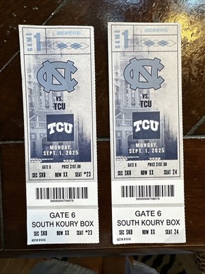 UNC Vs. TCU Football Tickets 9/1/2025. Belichick’s First College ...