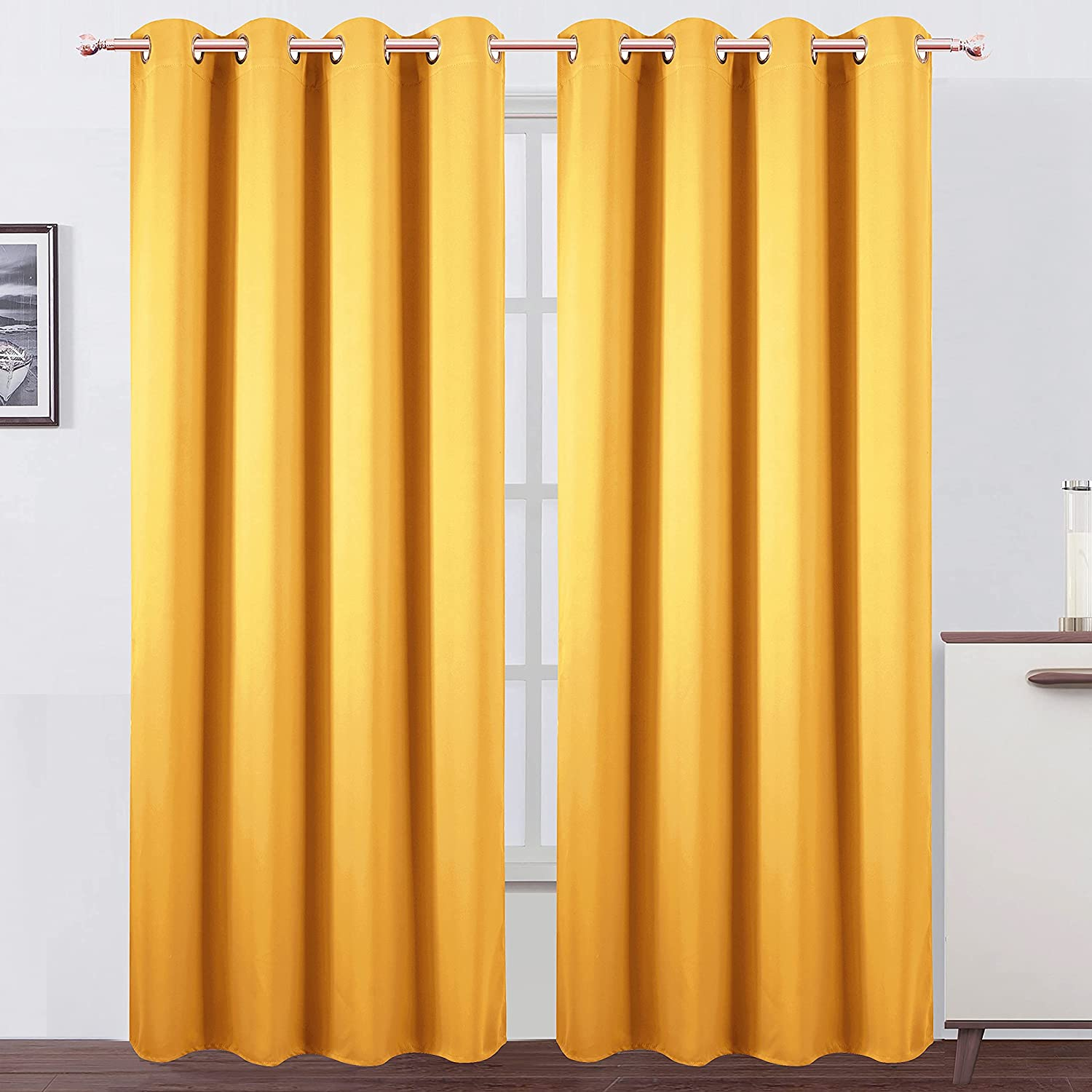 Yellow Thermal Blackout Curtains/52 X 84 Inch/Set of 2 Panels Room ...